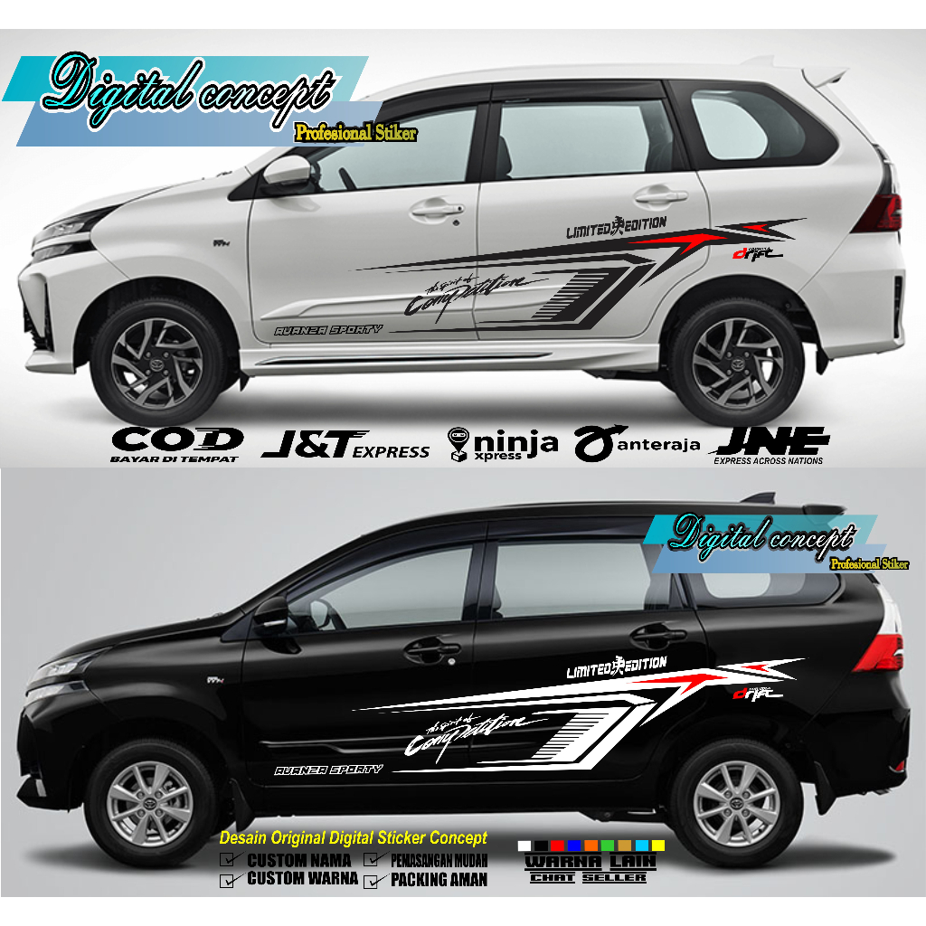 Jual PROMO STICKER STIKER MOBIL TOYOTA AVANZA VELOZ SIGRA AYLA CUSTOM ...