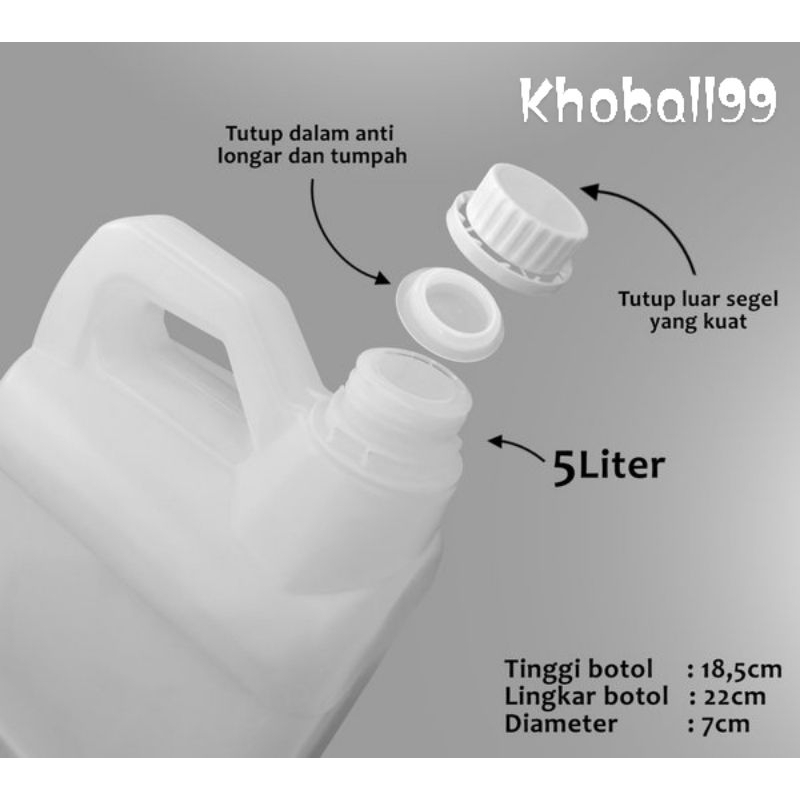 Jual Derigen botol 5 liter/5000 ml bekas(tutup non segel) putih bening ...