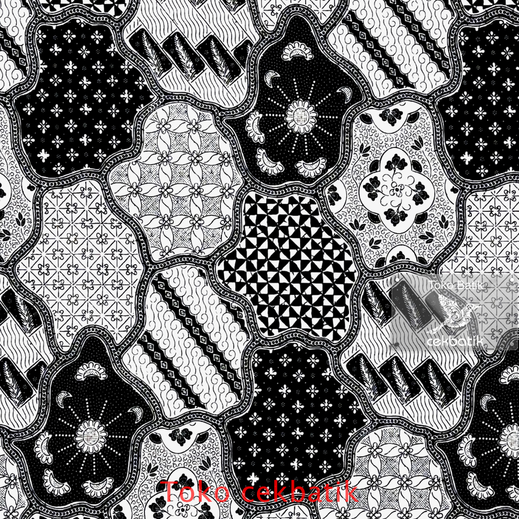 Jual kain batik - Motif Batik Soga Klasik Sekar Jagad V9 ( HItam Putih ...