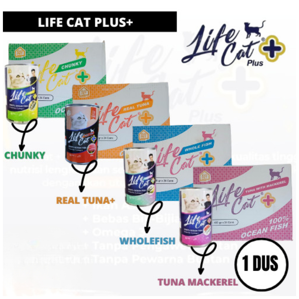 Jual Life Cat Kaleng PLUS 400gr 1 DUS isi 24 x 400gr Makanan Basah ...