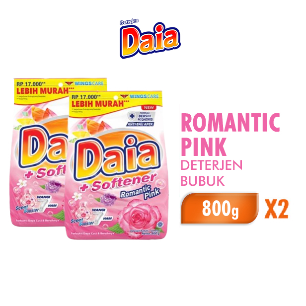 Jual Daia Deterjen Softener Bubuk Pink 2 x 800 gr | Shopee Indonesia