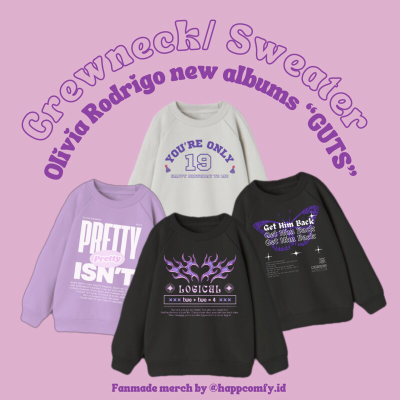Jual crewneck premium termurah Olivia Rodrigo merch sweater album guts ...