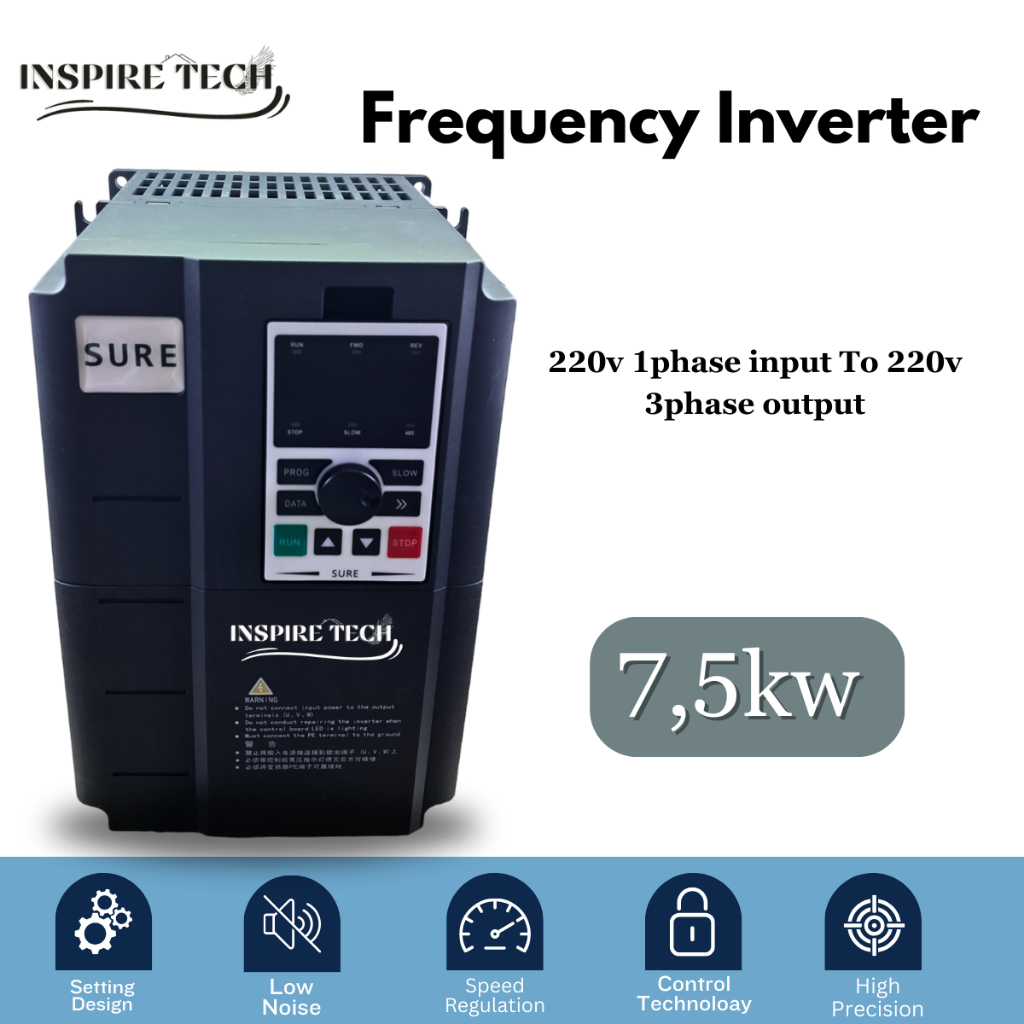 Jual Inverter 7.5KW 220V single past input To 220v 3phase output Speed Controller Variabel SURE ...