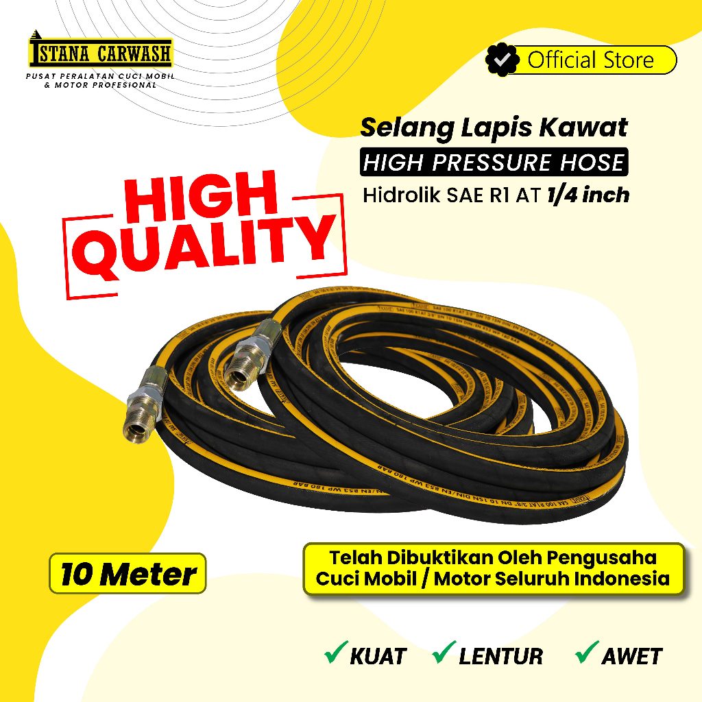 Jual Selang High Pressure / Power Spray Cuci Mobil Motor R1 ukuran 1/4 ...