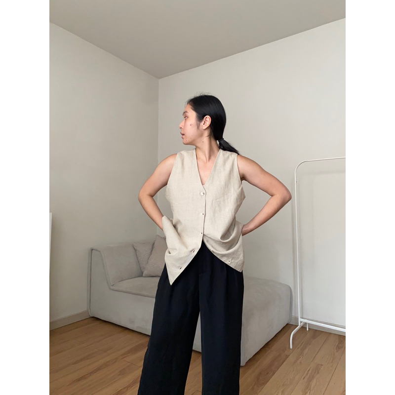 Jual [NO RESTOCK] LBT Outer-03 | Oversized Linen Vest with Side Pockets ...