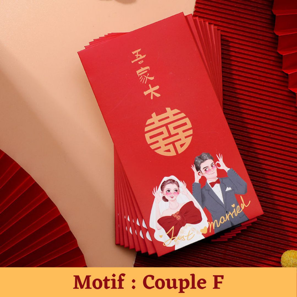 Jual Kantong Amplop Angpao Merah Motif Couple Wedding Design Aesthetic ...