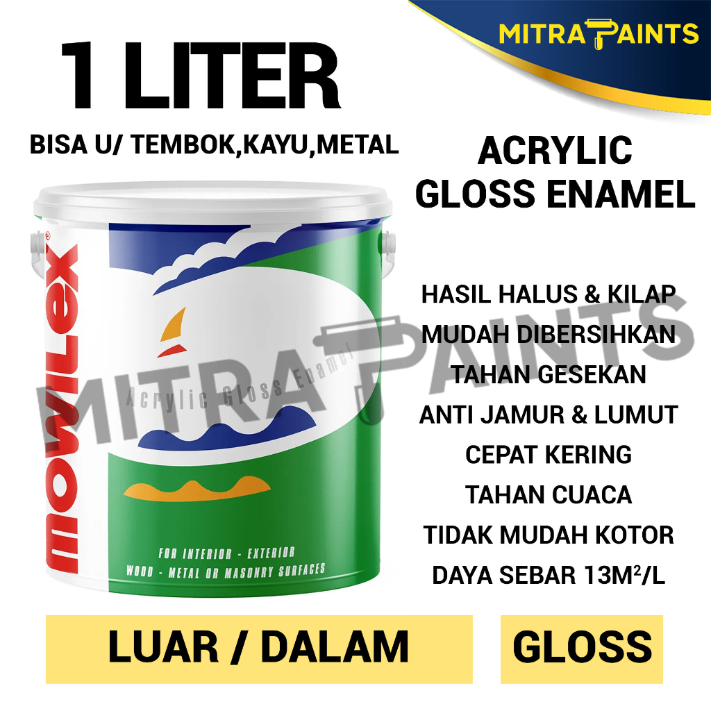 Jual CAT TEMBOK MOWILEX 1 LITER GERANIUM E-04E53 / ACRYLIC WATERPROOF ...