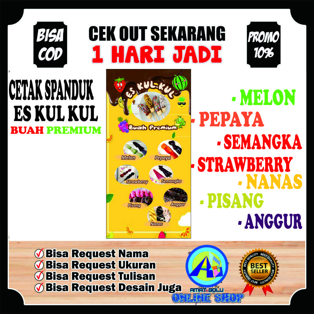 Jual SPANDUK ES KULKUL BUAH PREMIUM 50x100 | Shopee Indonesia