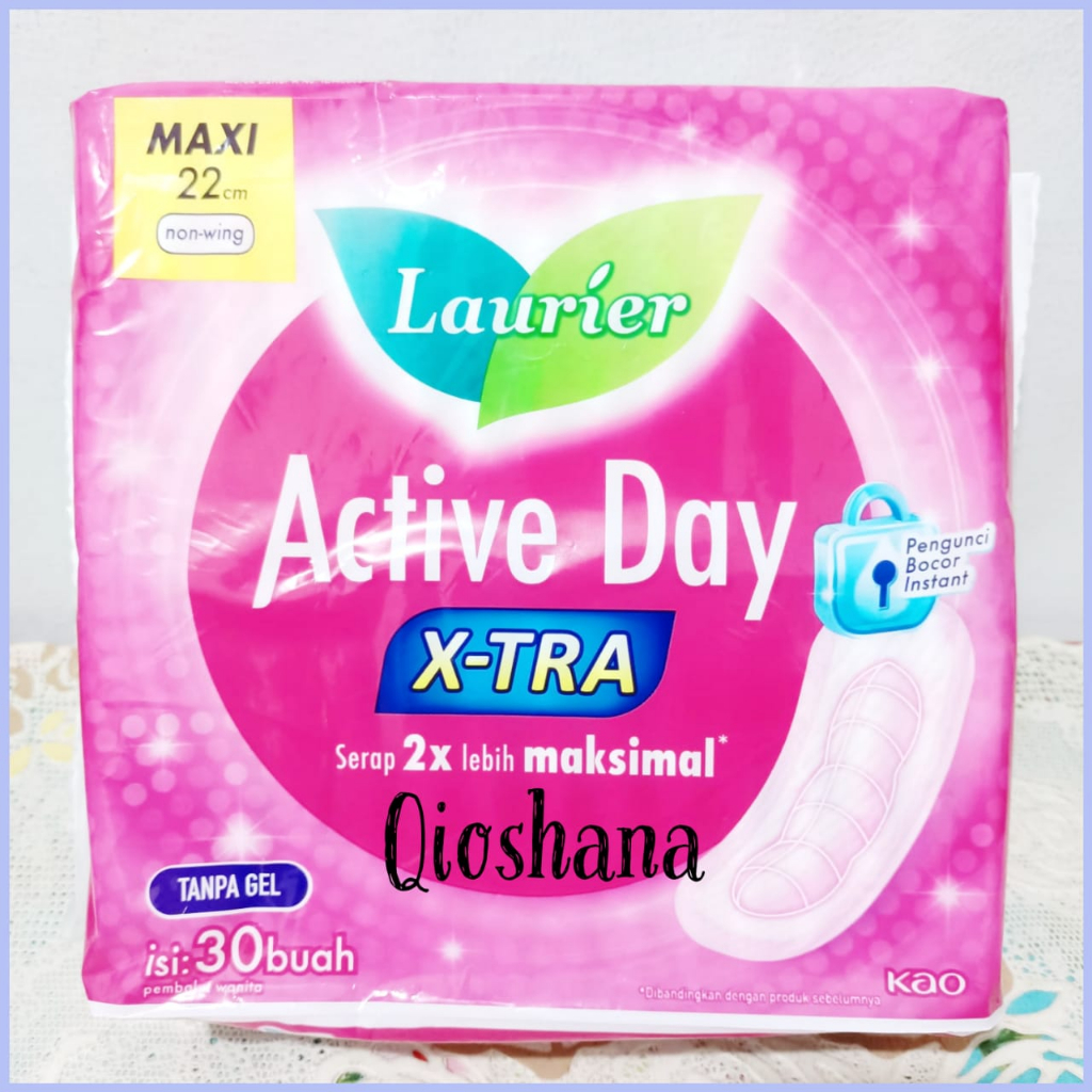 Jual LAURIER ACTIVE DAY X-TRA PEMBALUT NON-WING 22cm ISI 30 BUAH ...
