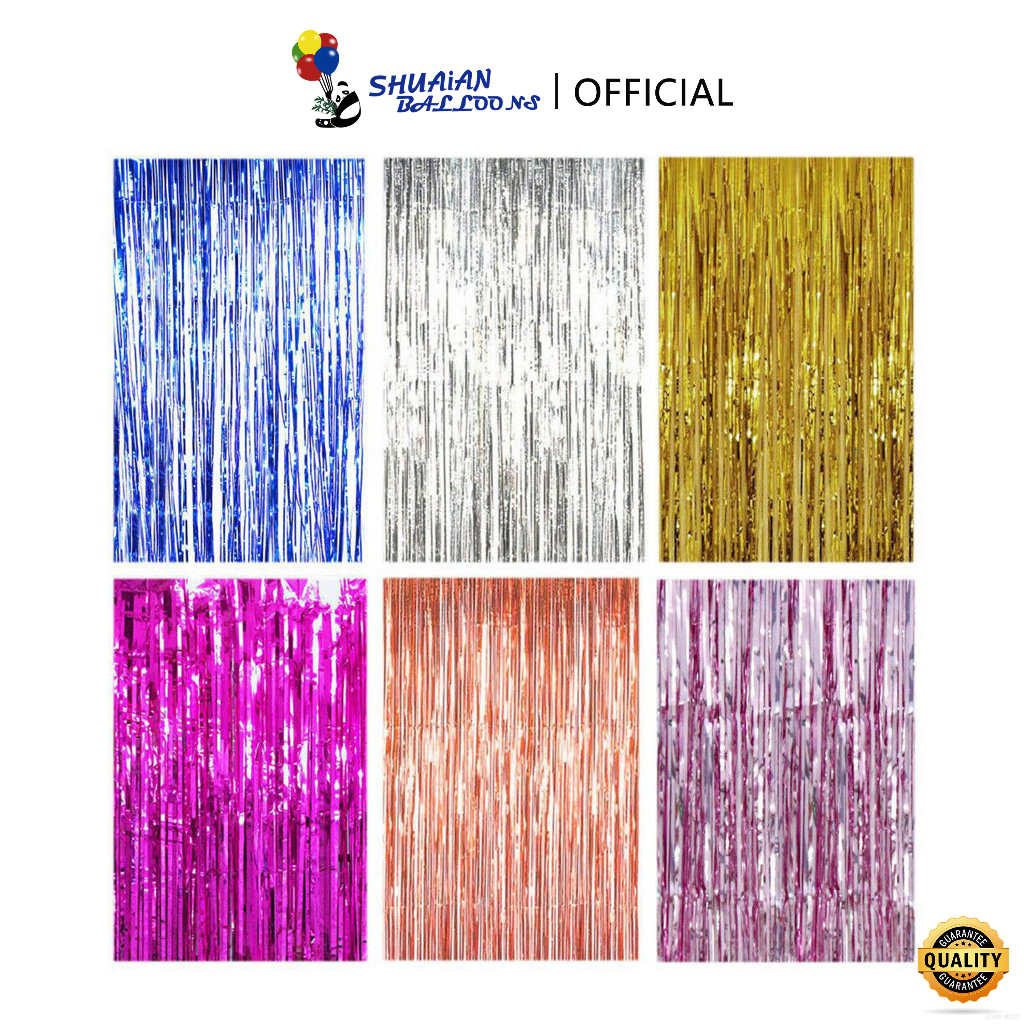 Jual SHUAIAN Tirai Rumbai Tirai Foil Backdrop Warna Warni Foil Curtain ...