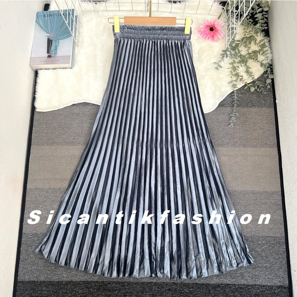 Jual Rok PLISKET Bludru Panjang Dewasa Premium / Bludru Velvet Premium / Rok Kilat Wanita ...