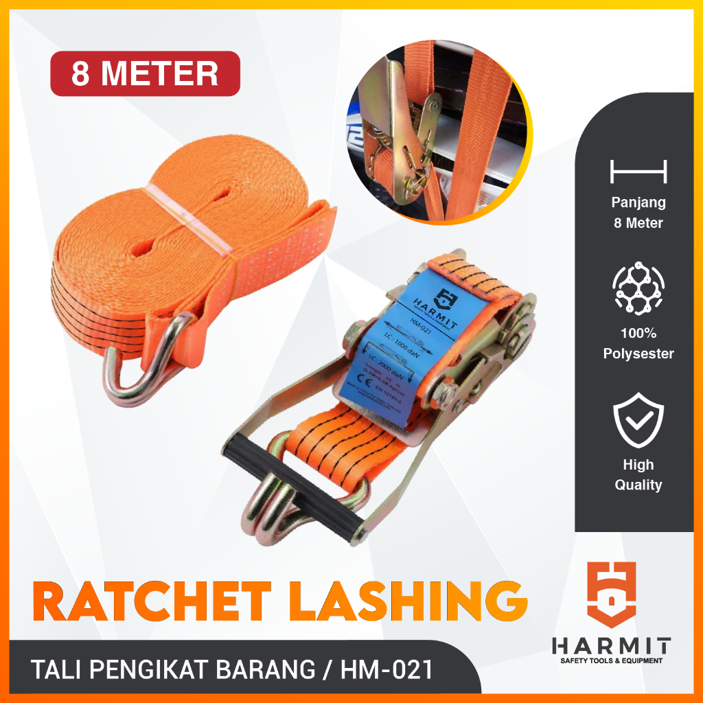 Jual HARMIT Ratchet Tie Down Cargo Lashing Belt 2" x 8M - Pengikat ...