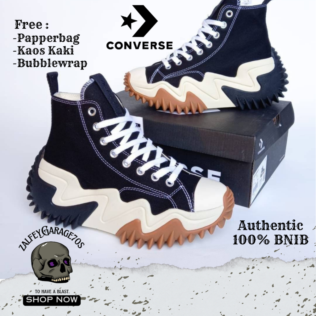 Jual SEPATU CONVERSE RUN STAR MOTION HI BLACK WHITE GUM ORIGINAL ...
