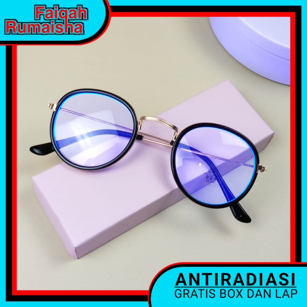 Jual Kacamata Antiradiasi Frame Double Ring Gratis Box dan Lap | Shopee ...