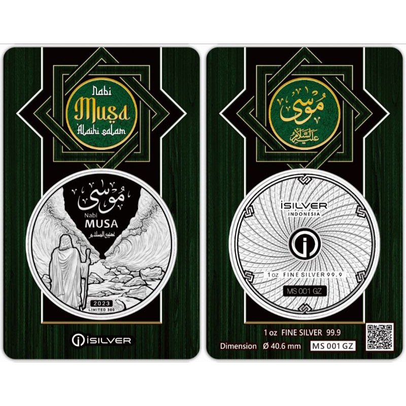 Jual Medali Perak Cantik Seri Ulul Azmi, Nabi Musa Alaihissalam 1 OZ ...