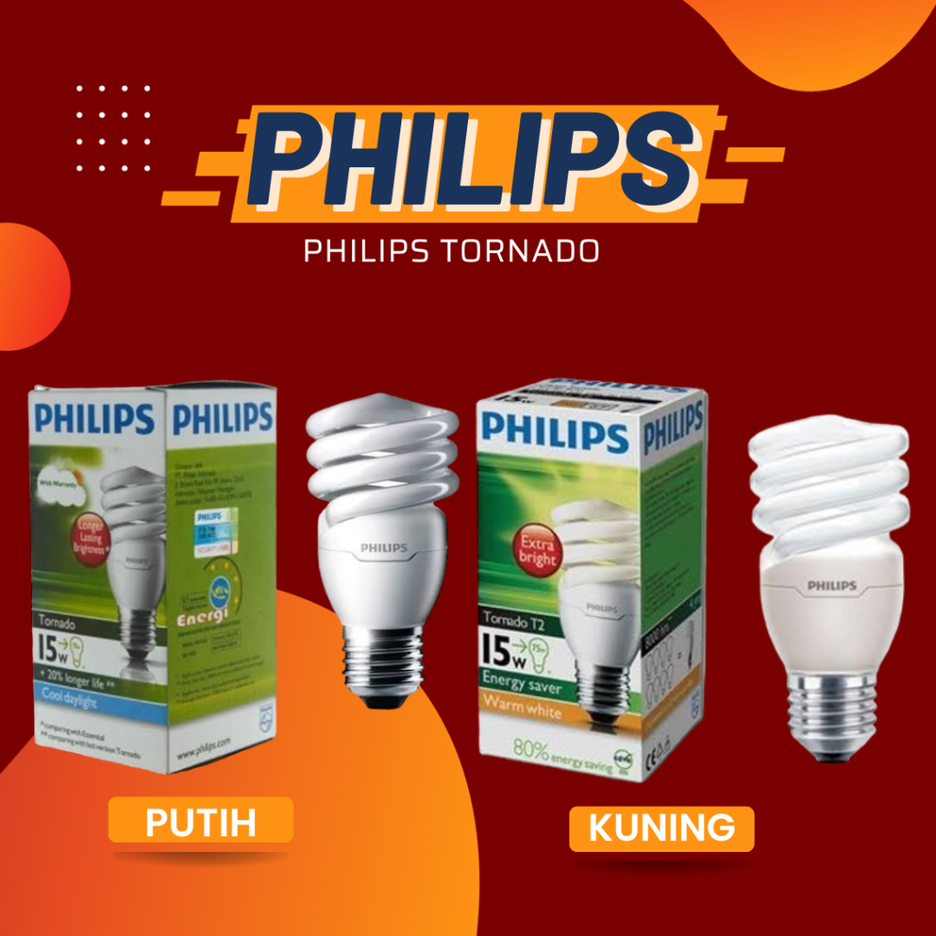 Jual Lampu Bohlam Philips Tornado Spiral Ulir 15w 15 watt 15watt Cahaya Kuning Warm White ...