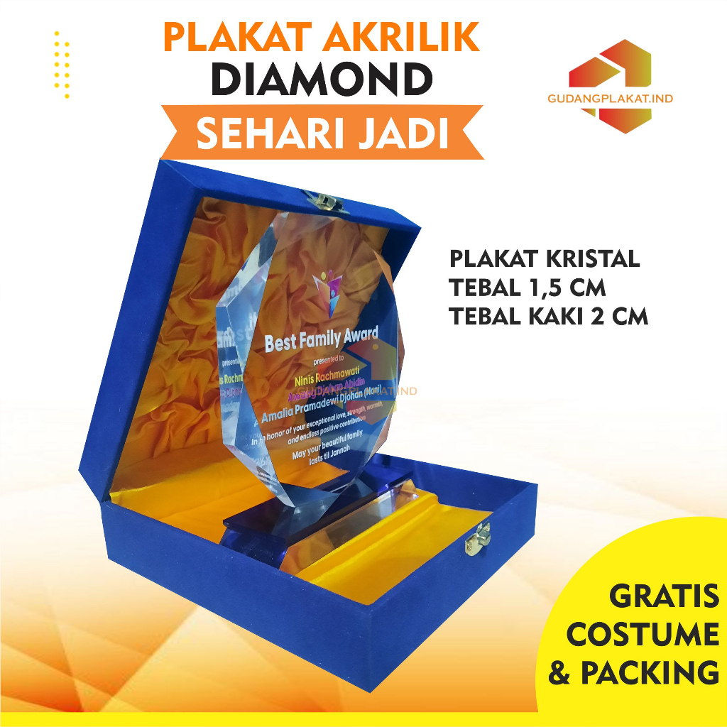 Jual Plakat Diamond Sehari Jadi + Box Vandel Kristal Acrylic Bevel ...
