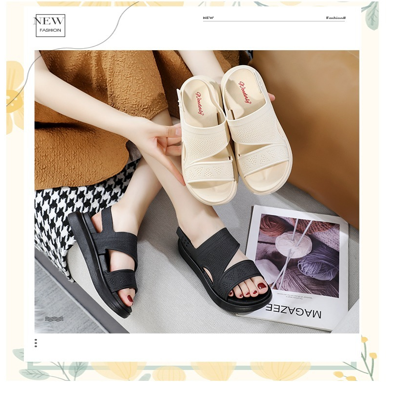 Jual Sepatu Sandal Slop Tali Wanita | Sepatu Sandal Jelly Wedges 5CM ...