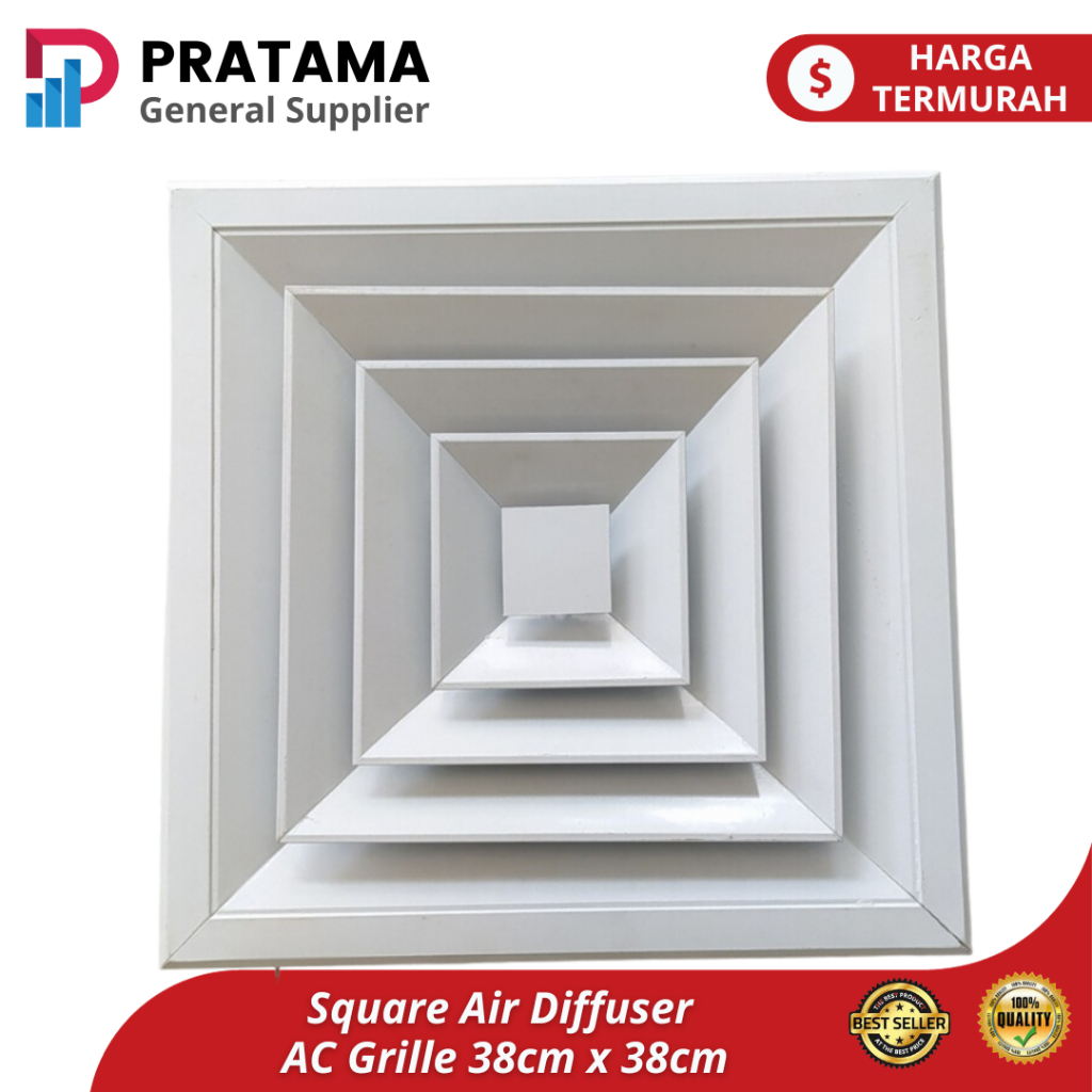 Jual Square Air Diffuser 38x38 cm + OBD + Sock 8" inch Coating ...