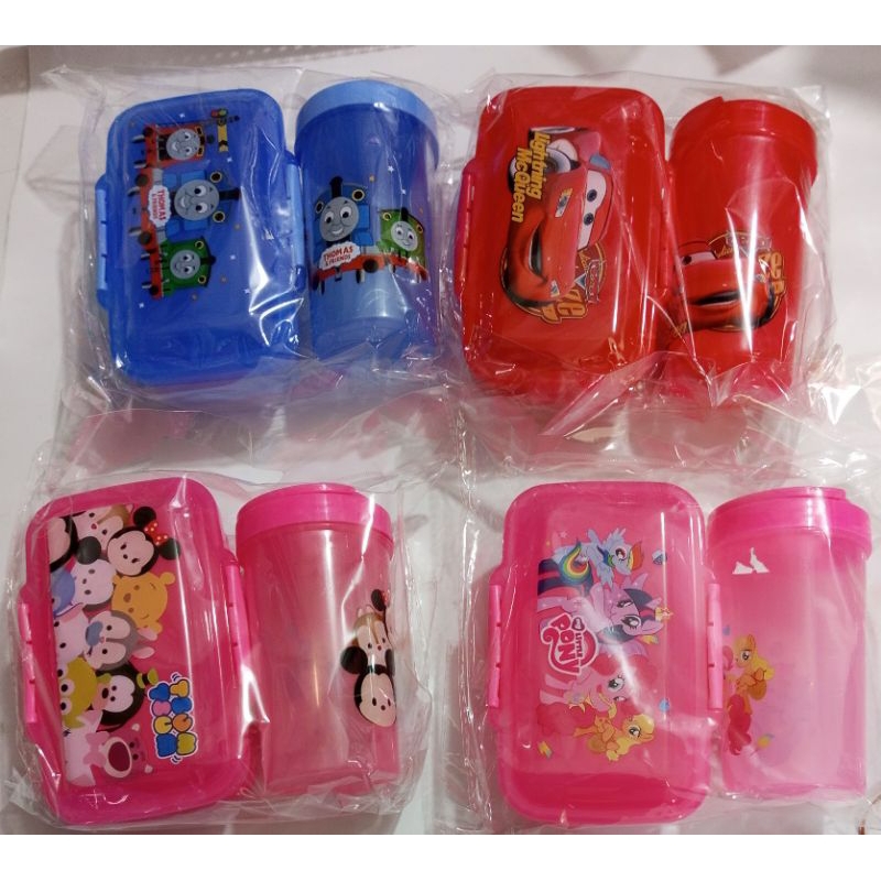 Jual Paket Tempat Makan Lunch Box Dan Gelas Minum / Set kotak nasi Karakter Kartun | Shopee ...