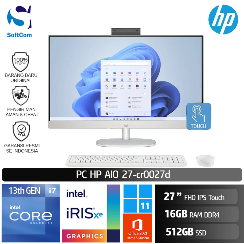 Jual HP PC AIO 27 cr0027d i7 1355U/16GB/512GB SSD/27" FHD IPS Touch/W11 ...