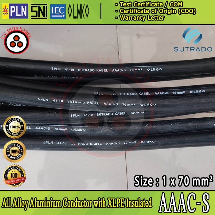 Jual Kabel AAAC-S 1x70 mm2 SUTRADO /A3CS/1 x 70 mm2/1x70mm2/70 mm2 ...