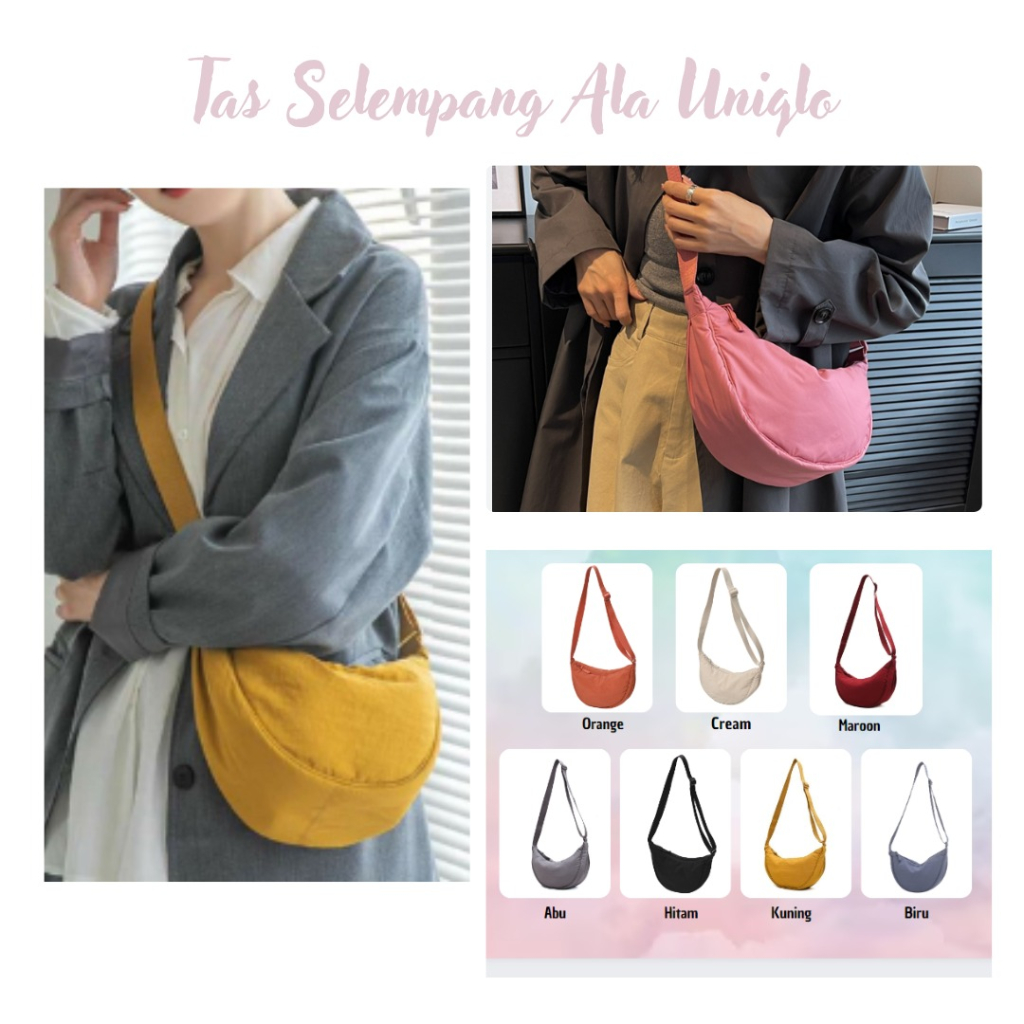 Jual Tas Selempang Bahu Mini Waist Bag Bulat Korea Model Ala Uniqlo | Shopee Indonesia