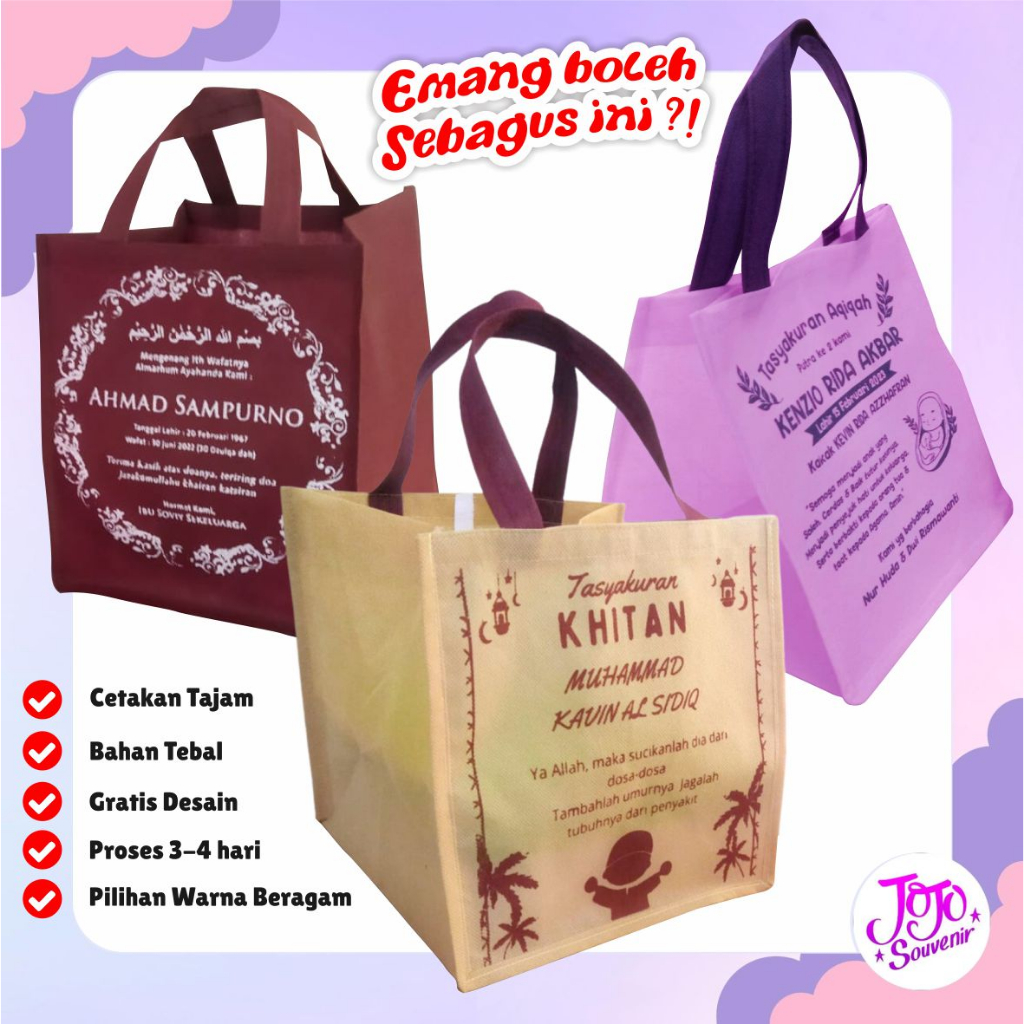 Jual Sovenir Tas Sablon Custom Nasi Kotak Tasyakuran Khitanan Aqiqah ...