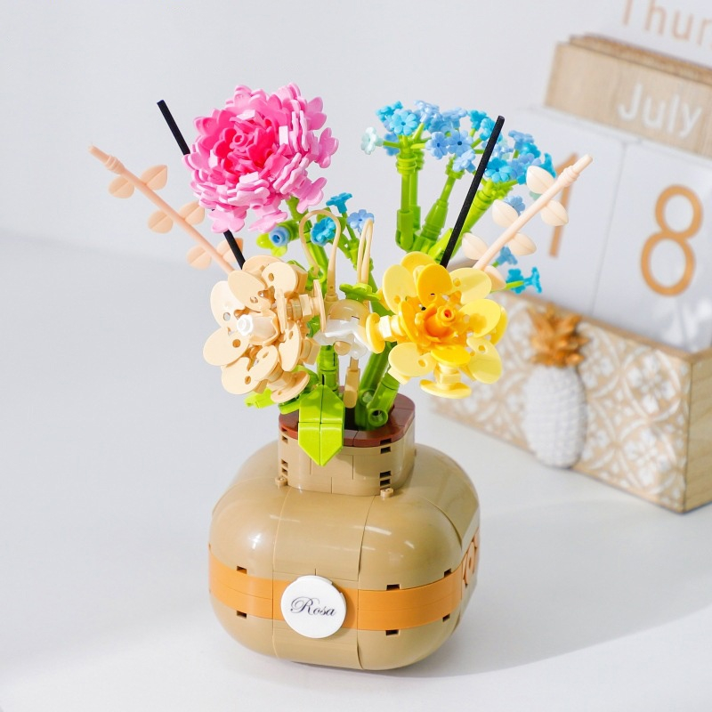 Jual Mainan Brick Balok Buket Bunga Blok Susun Bangunan Flower Bouquet ...