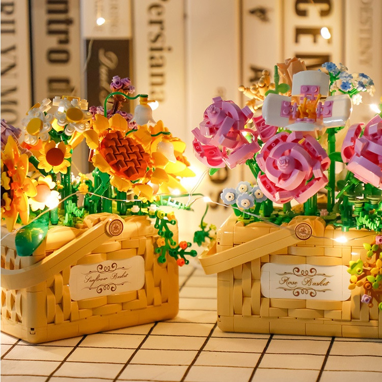 Jual Mainan Brick Balok Buket Bunga Blok Susun Bangunan Flower Bouquet ...