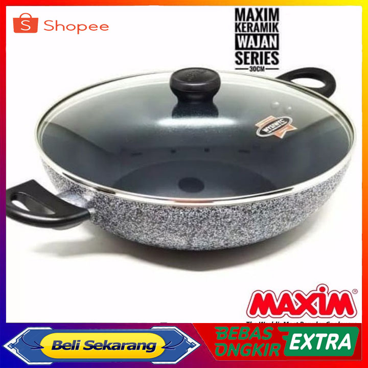 Jual Wajan Maxim Neostone | Wajan Wok 30cm | Wajan Anti Lengket Marble ...