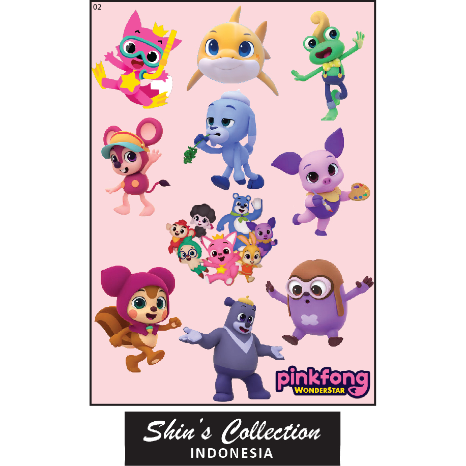 Jual Sticker stiker murah anti air pinkfong wonderstar | Shopee Indonesia