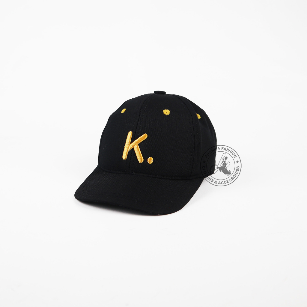 Jual Topi Anak Bordir Inisial A-Z Full Hitam Huruf Alfabeth Usia 3-10 ...