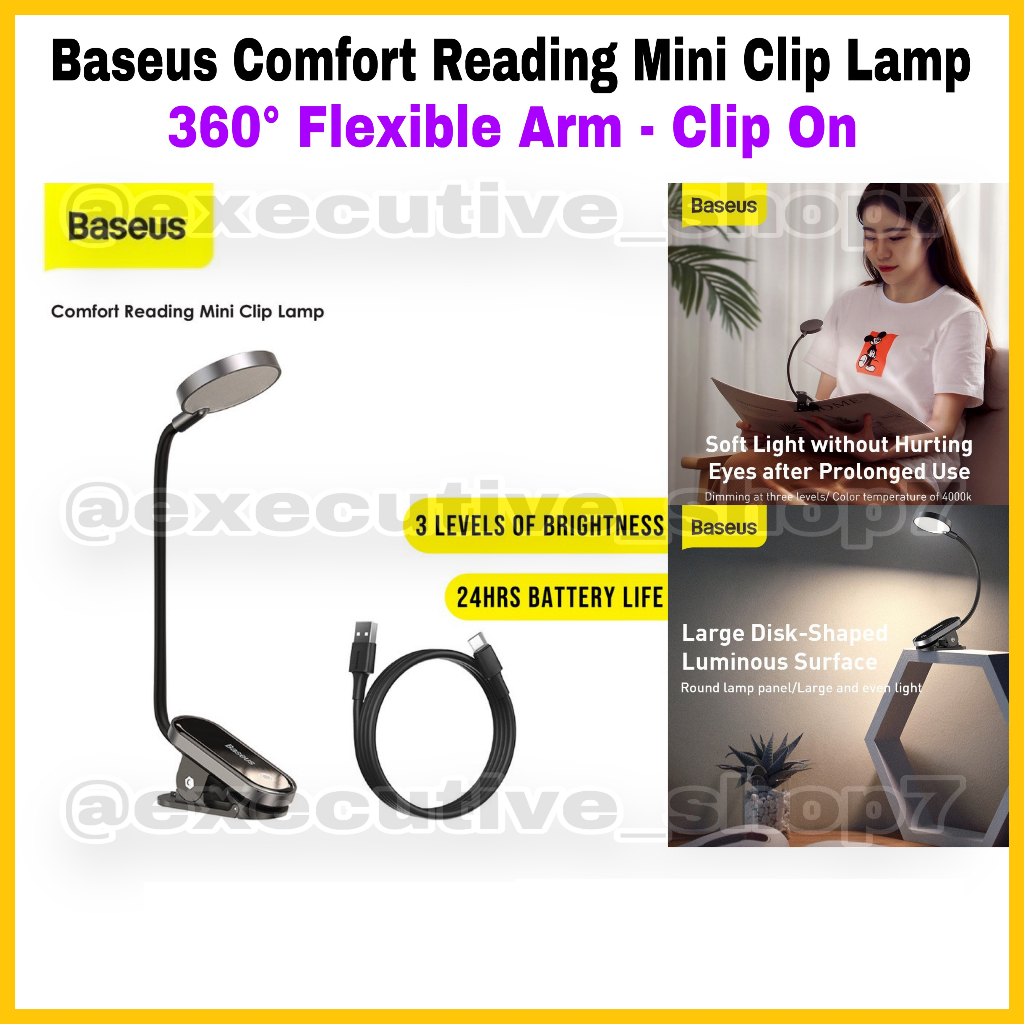 Jual Baseus Comfort Reading Mini Clip Lamp 360° Flexible Arm - Clip On | Shopee Indonesia