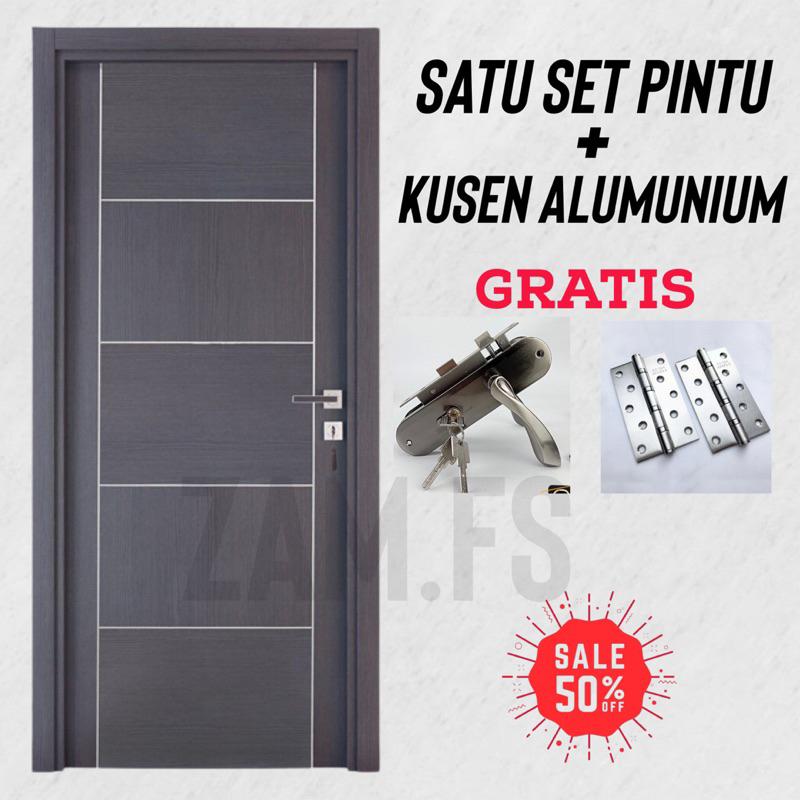 Jual PINTU MINIMALIS HDF MODERN SET KUSEN ALMINI | PINTU UTAMA | PINTU ...