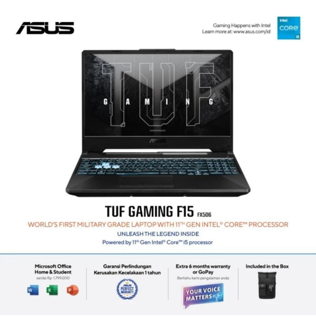 Jual ASUS TUF F15 FX506HF I525B6T-O Intel Core i5-11400H NVIDIA GeForce RTX 2050 8GB DDR4-3200 ...