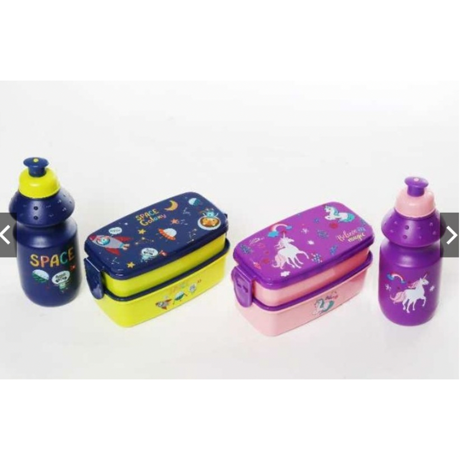 Jual Set Tempat Makan + Botol Minum / Set Tempat Makan Anak 2 Tingkat / Tempat Makan dan Botol ...