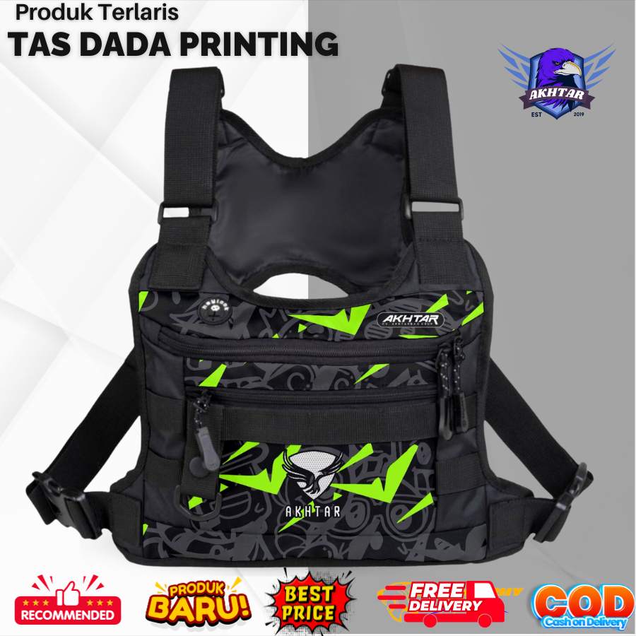 Jual Akhtar tas dada chestbag printing pria tas dada tactical pria ...