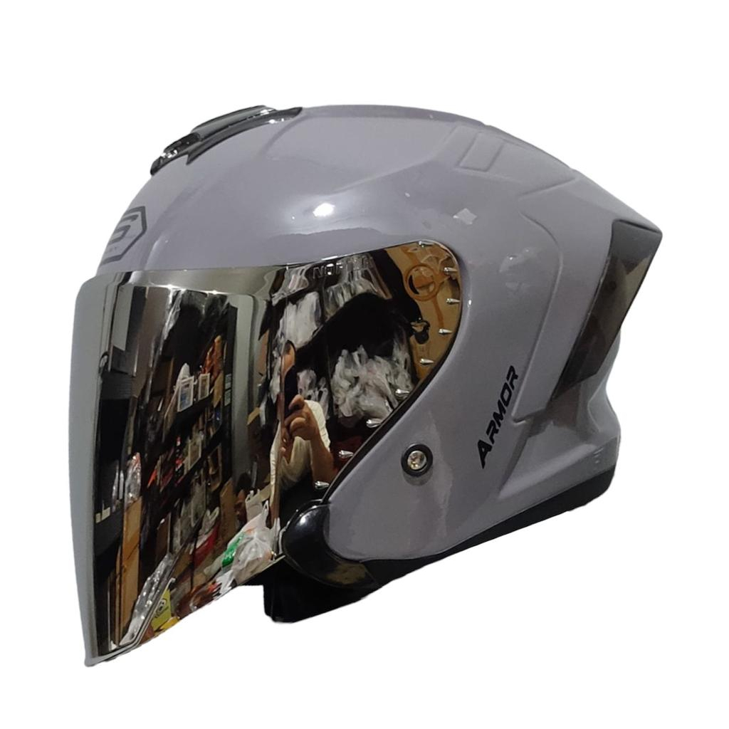 Jual Helm Half Face JS ARMOR Warna Grey Glossy SNI Original 100% ...