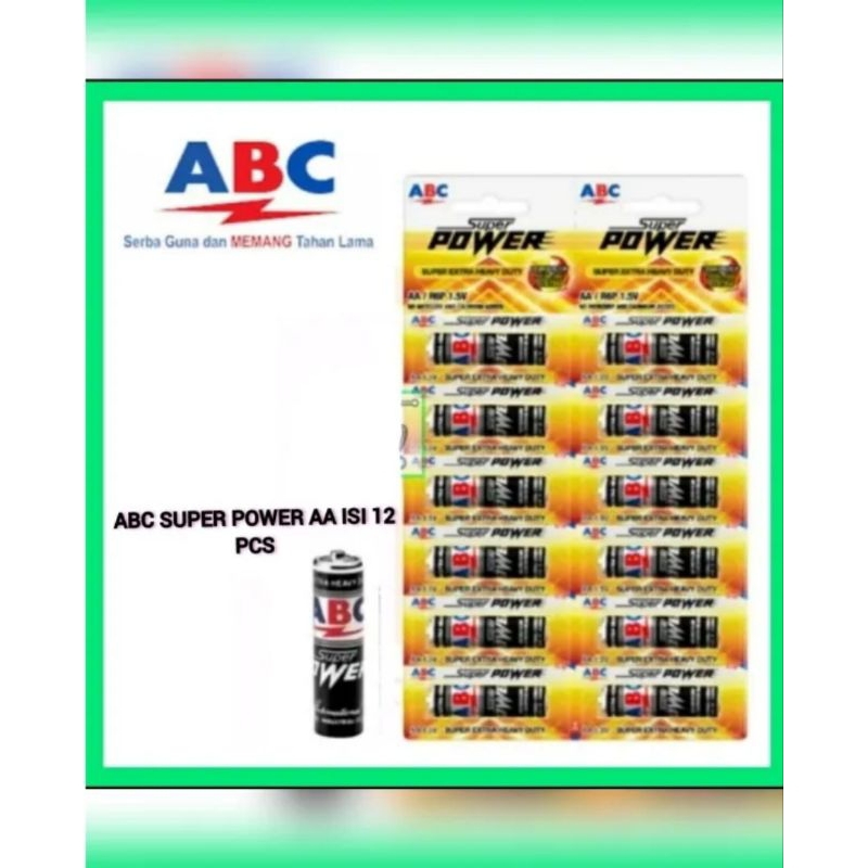 Jual BATERAI ABC R06/AA SUPER POWER ISI 12 PCS ORIGINAL 100% | Shopee ...