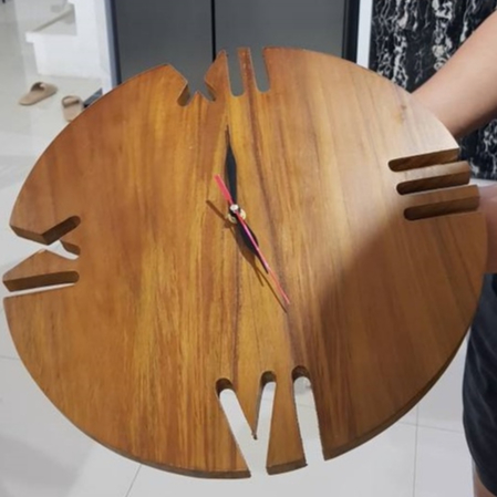 Jual Jam Dinding Bulat Kayu Jati Model Angka Romawi Kerajinan Minimalis ...