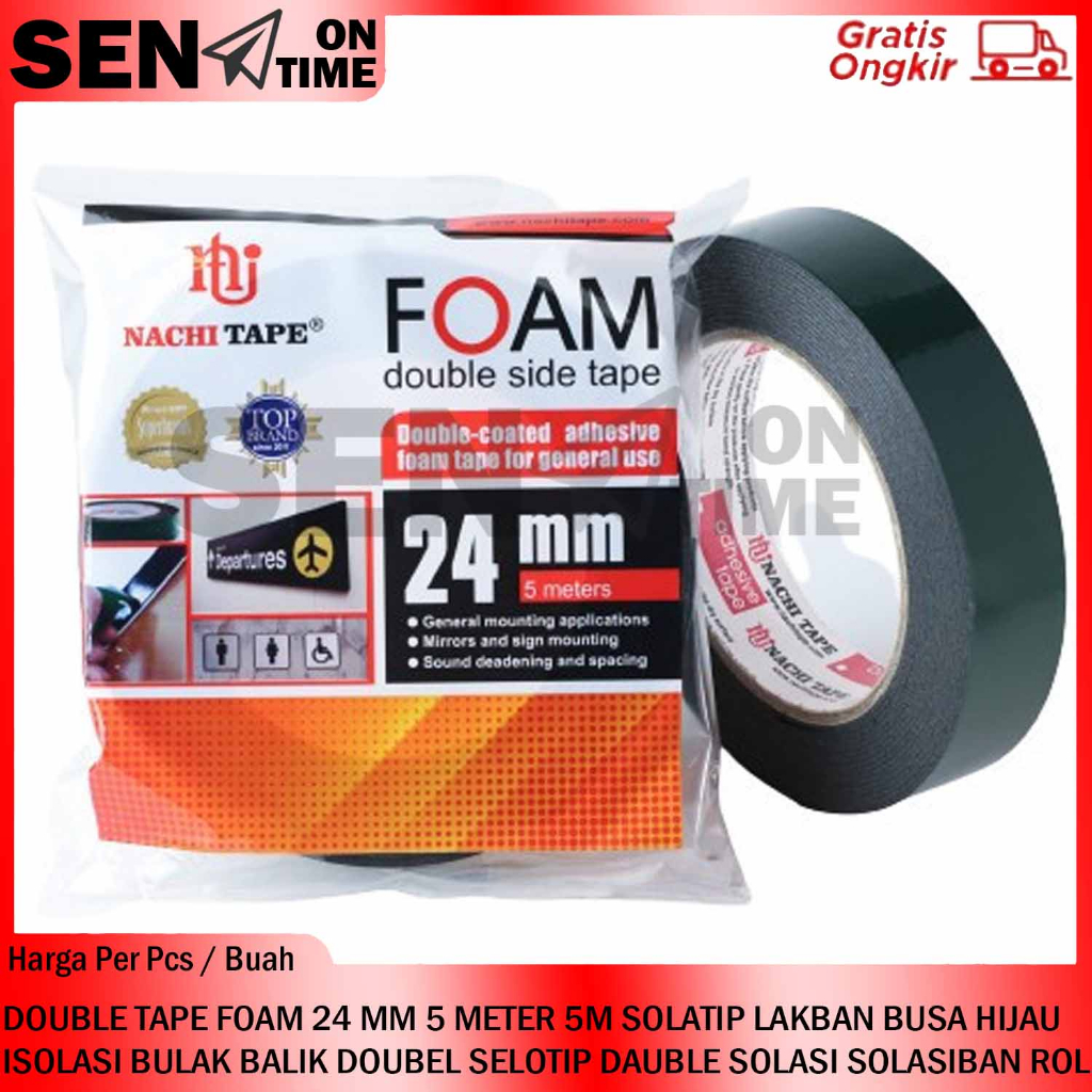 Jual LAKBAN BUSA HIJAU DOUBLE TAPE FOAM 24 MM 5 METER 5M SOLATIP ...