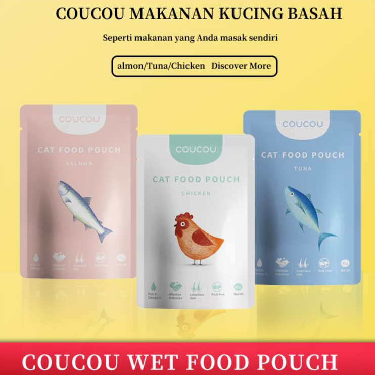 Jual COUCOU POUCH - Makanan Kucing Cou Cou Basah Wetfood 85gr | Shopee ...