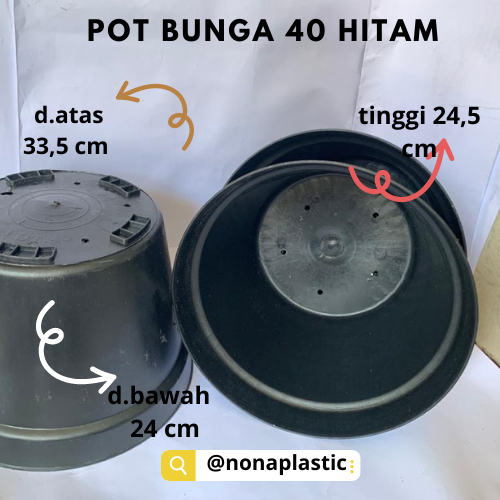 Jual Pot bunga 40 hitam dimensi 33 cm , paket isi 10 pcs | Shopee Indonesia