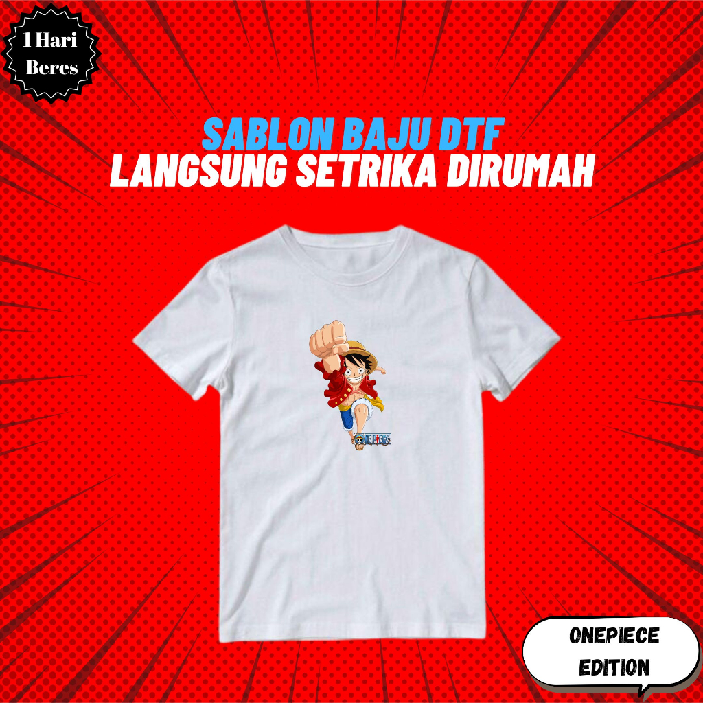 Jual Sablon Baju OnePiece Luffy Tinggal Setrika Sablon DTF Sticker Baju ...