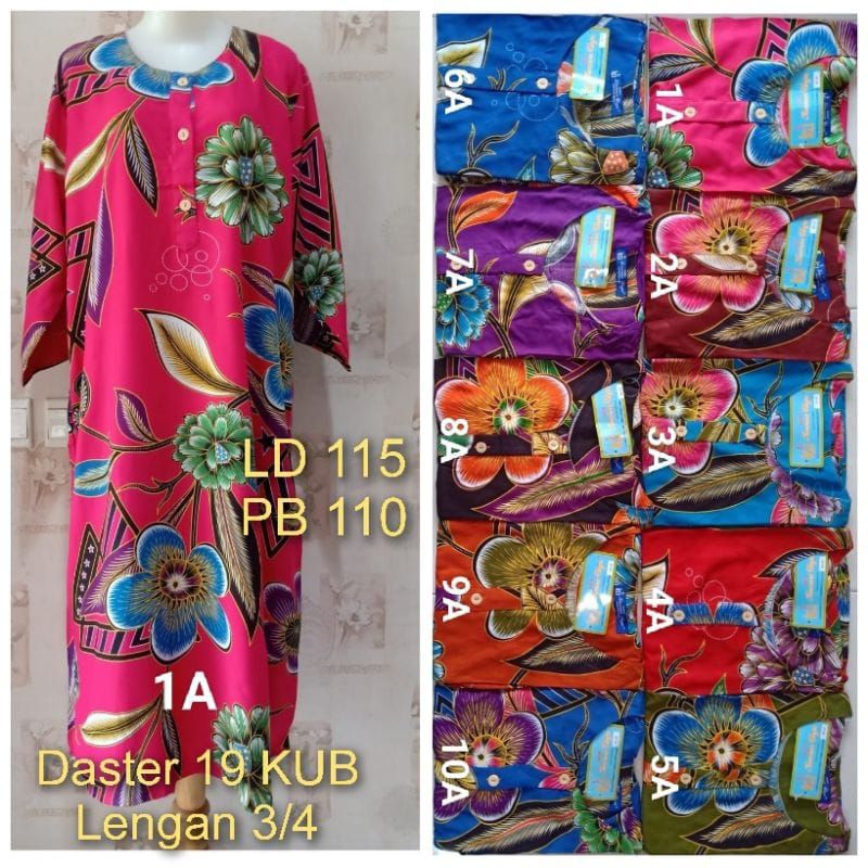 Jual DASTER 19 KUB LENGAN 7/8 KENCANA UNGU LEBEL BIRU DASTER BATIK KU ...