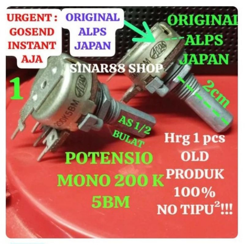 Jual POTENSIO MONO+CT 200K5BM AS SETENGAH BULAT ALPS JAPAN ORIGINAL ...