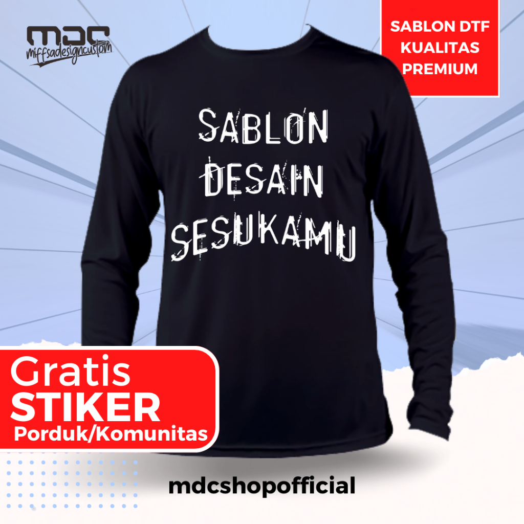 Jual Kaos Sablon Custom TANGAN PANJANG | Bisa Cetak - Foto Gambar Nama ...