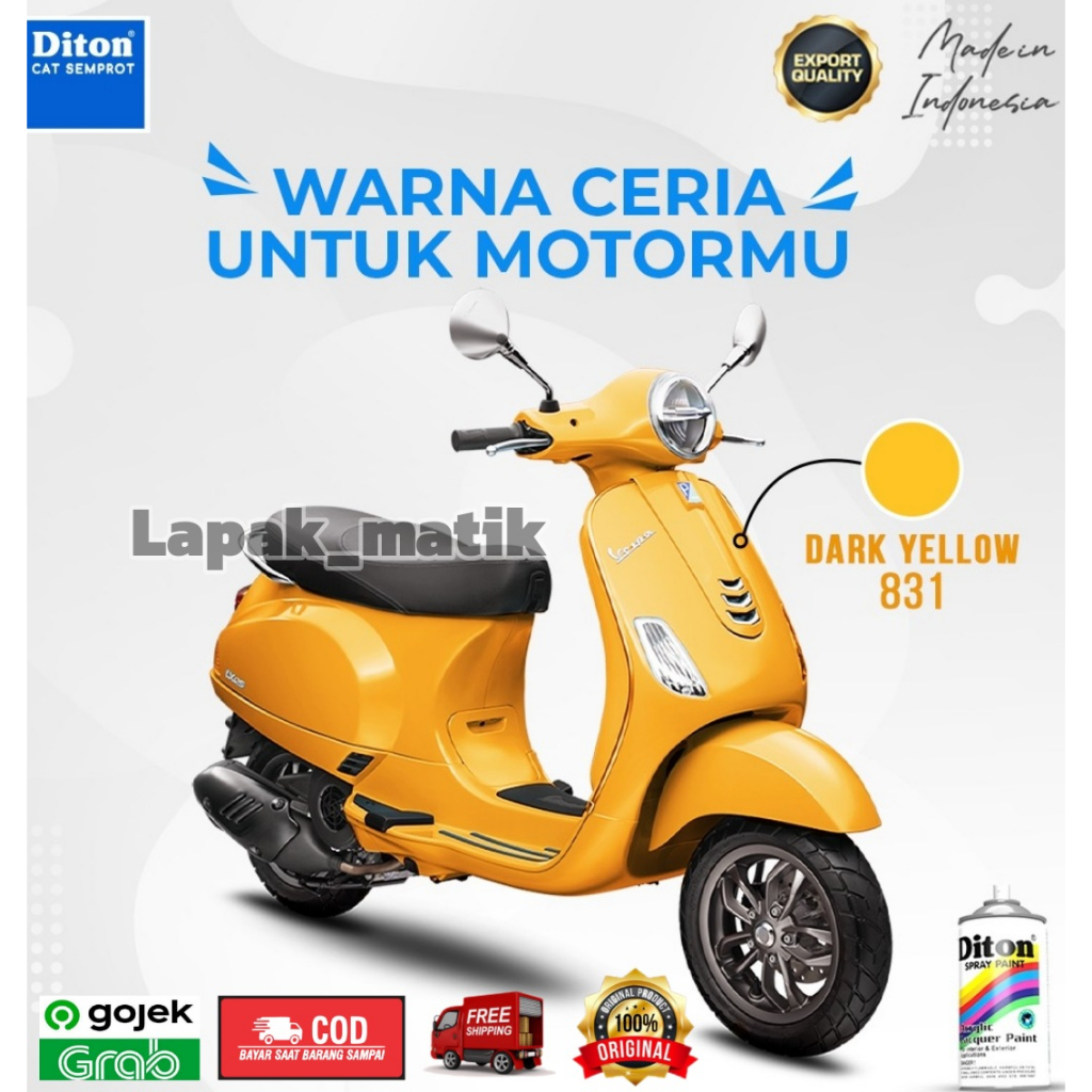 Jual Pilok Pilox DITON DARK YELLOW 831 KUNING GELAP 300ml Cat Semprot ...