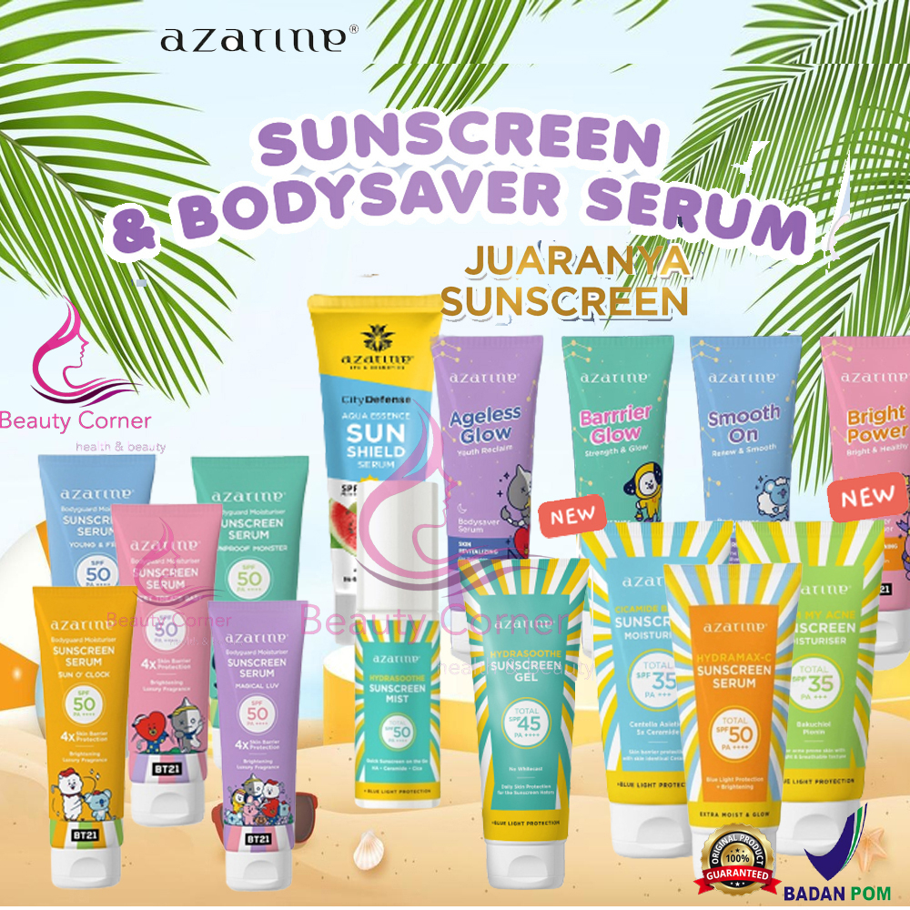 Jual Azarine Sunscreen Series | Sunscreen SPF 50 +++| Bodysaver Serum ...